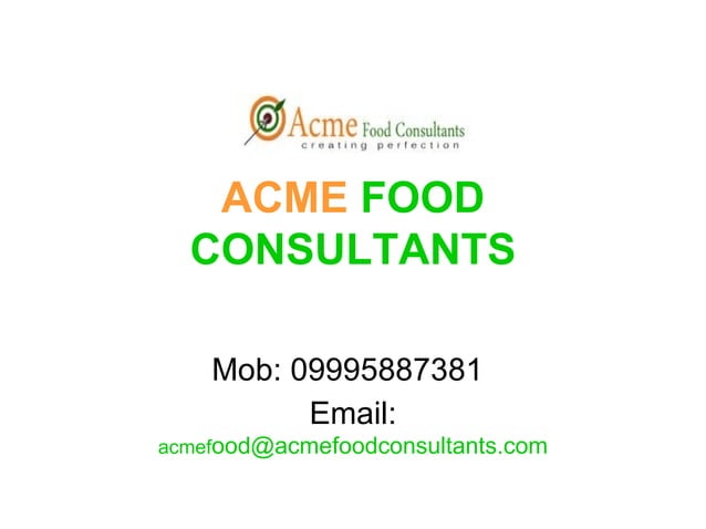 Acme Food Consultants | PPT