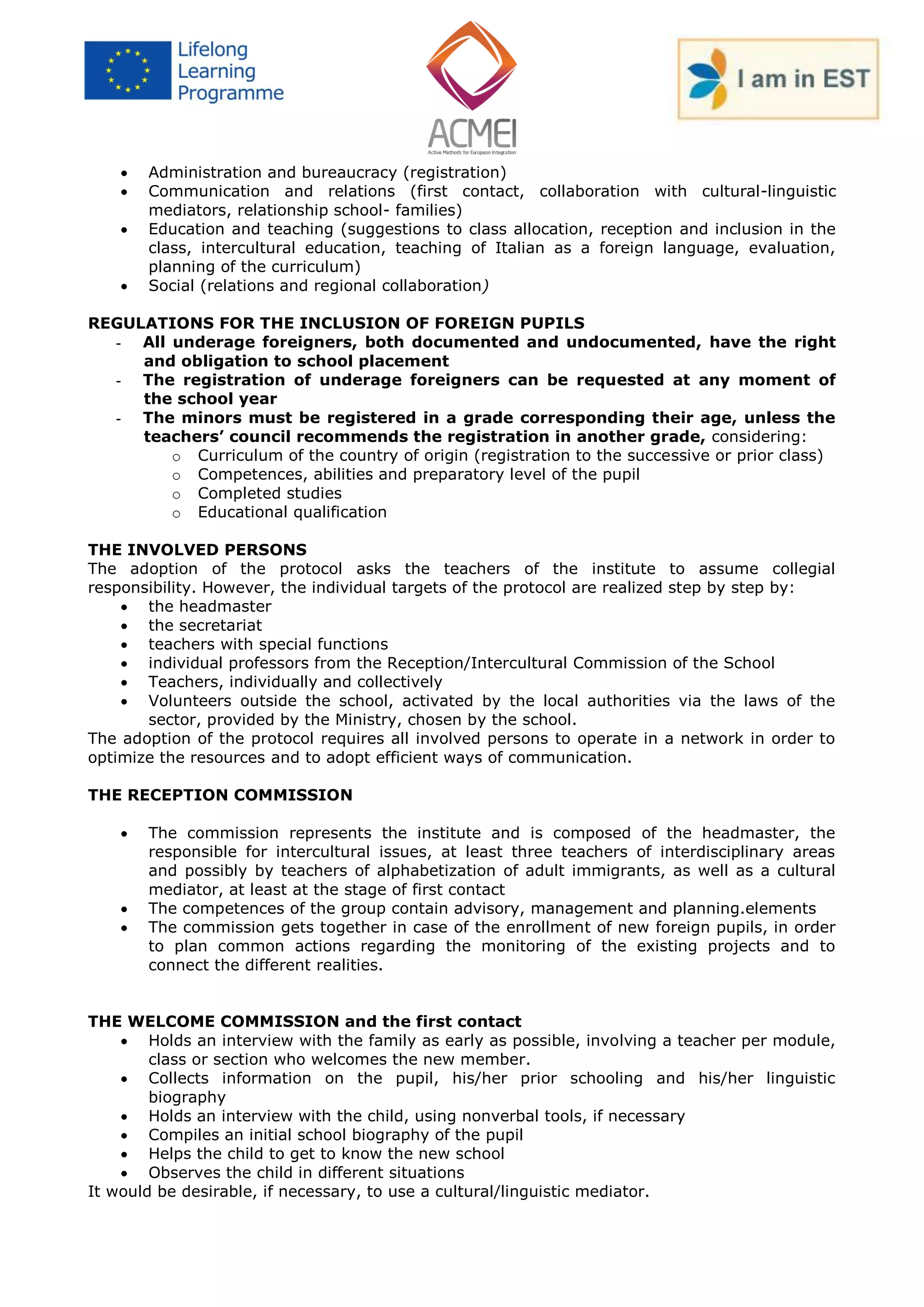 Acmei school welcome protocol | PDF
