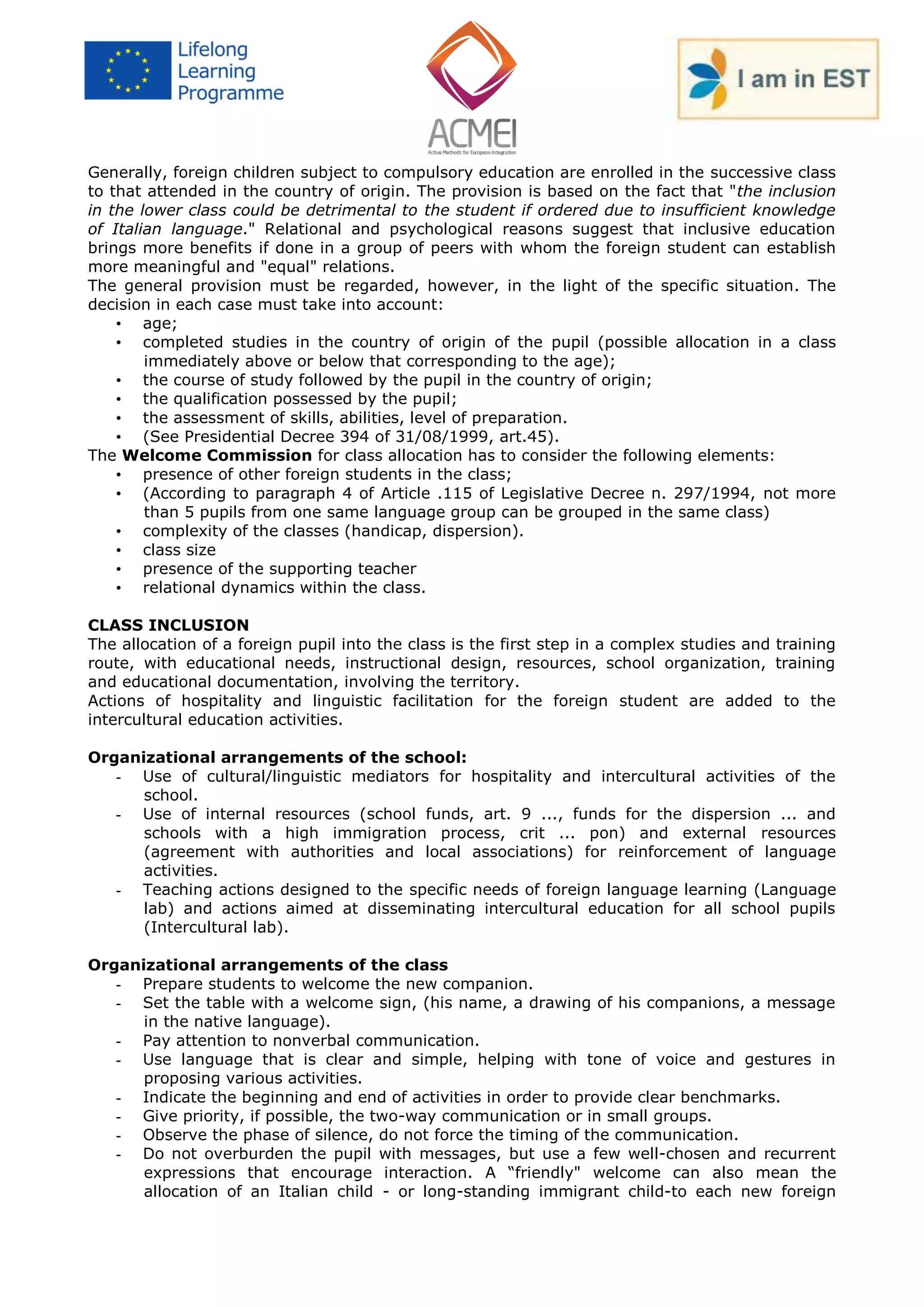 Acmei school welcome protocol | PDF