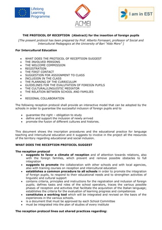 Acmei school welcome protocol | PDF