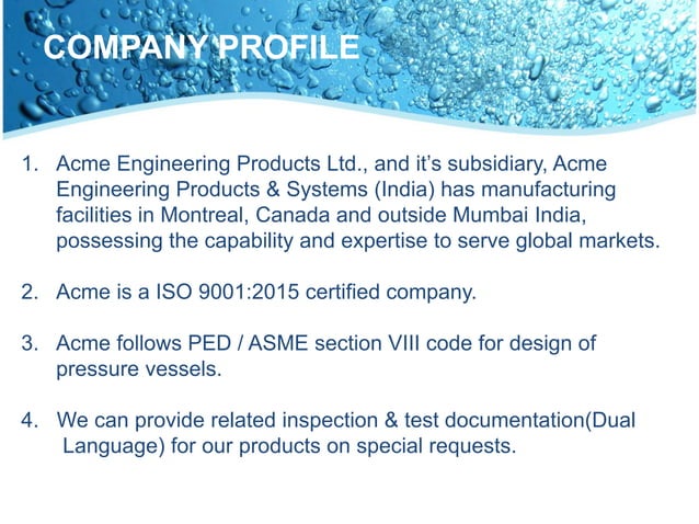 Acme Group of Companies Manufacturing Capabilities | PPT