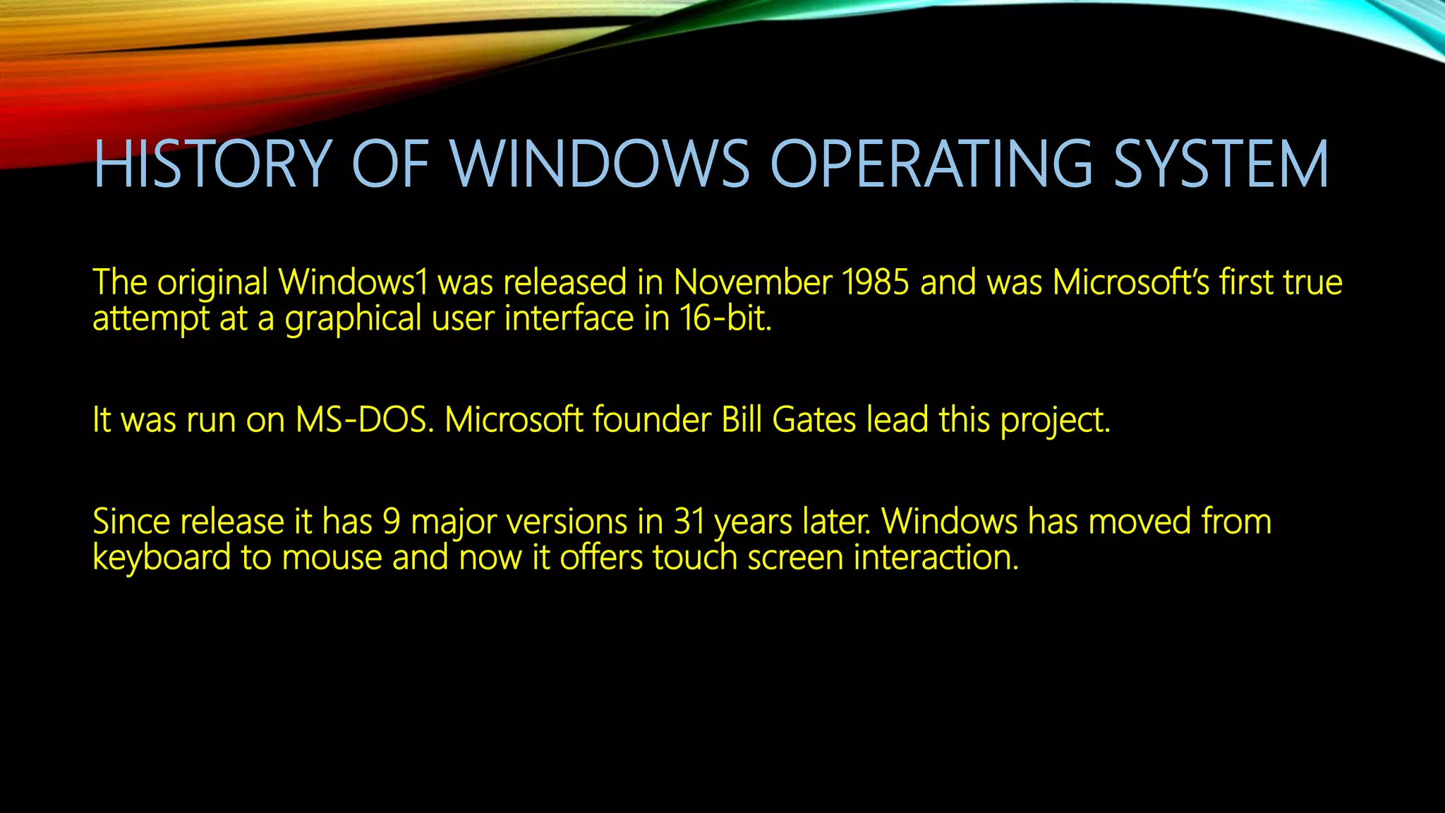 History of Operting System Windows and a simple comparision | PPT