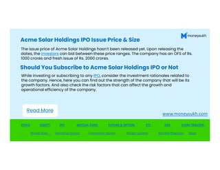 Acme Solar Holdings IPO Details: Launch Date, Share Price | PPT