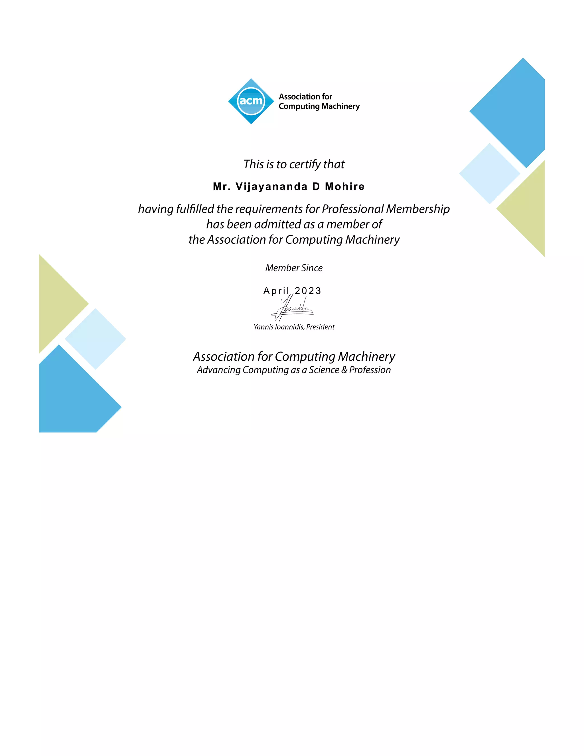 ACM Member Certificate | PDF