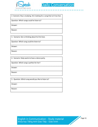 Chapter 11 unit 3. i'm listening to... | PDF