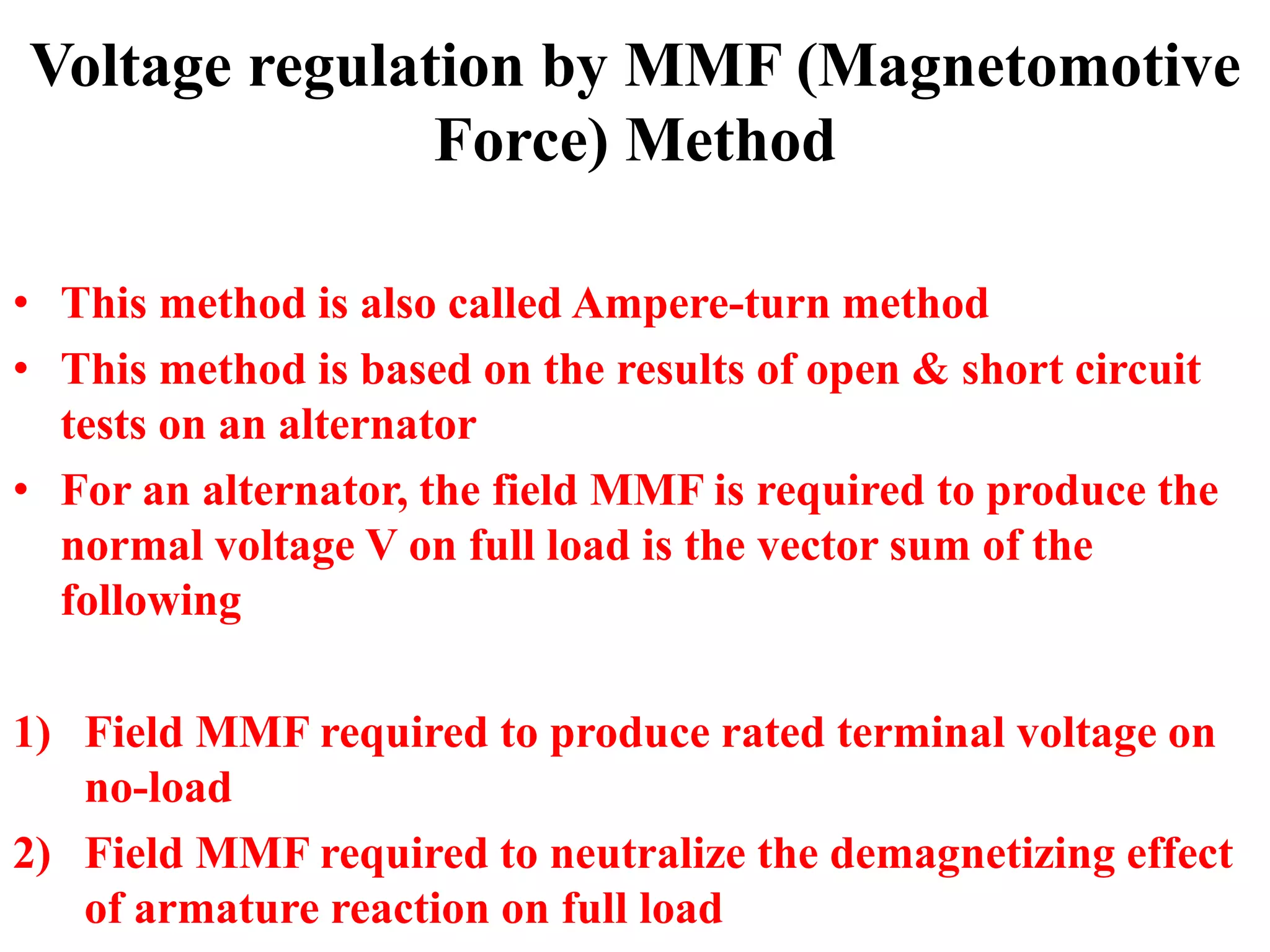 DETERMINATION OF VOLTAGE REGULATION METHOD OF SYNCHRONOUS MACHINE | PPT