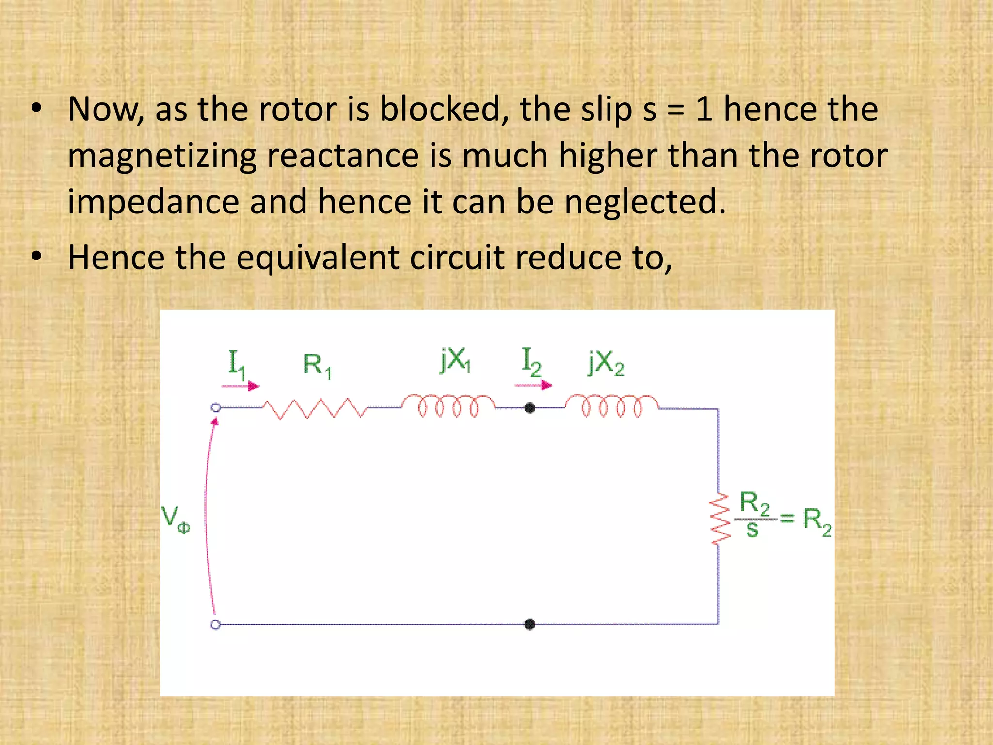 No-load & blocked rotor test, Equivalent circuit, Phasor diagram | PPTX
