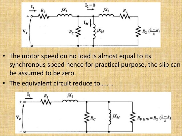No-load & blocked rotor test, Equivalent circuit, Phasor diagram No-load & blocked rotor test, Equivalent circuit, Phasor diagram