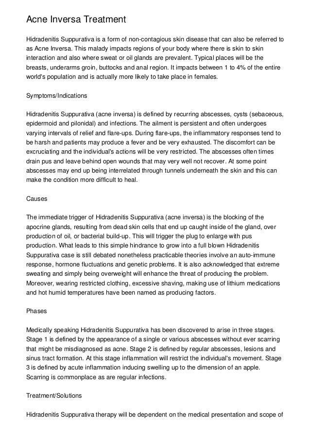 Acne Inversa Treatment