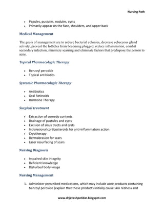 Acne vulgaris nursing care plan & management | PDF