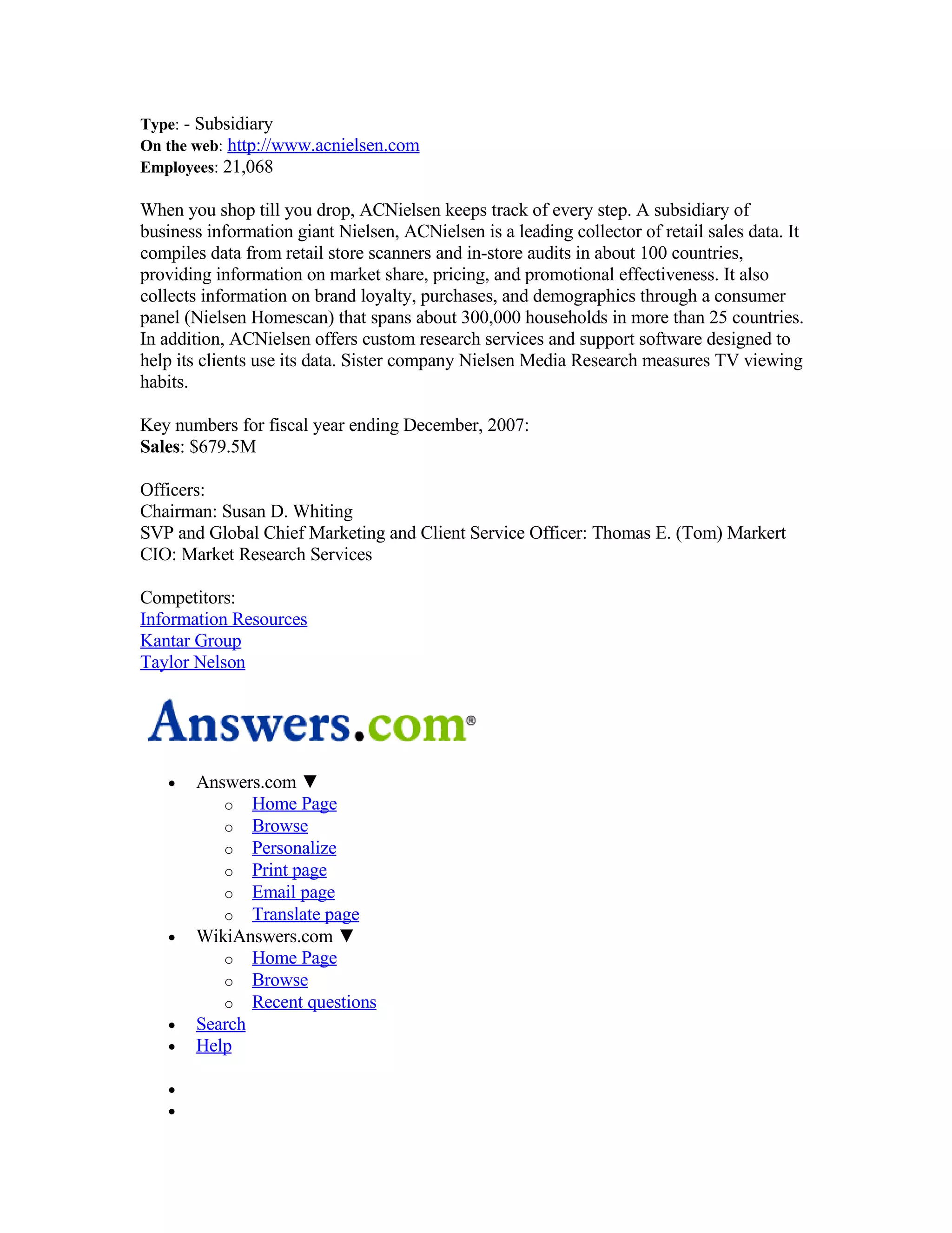 A C Nielsen | DOC | Television | Entertainment