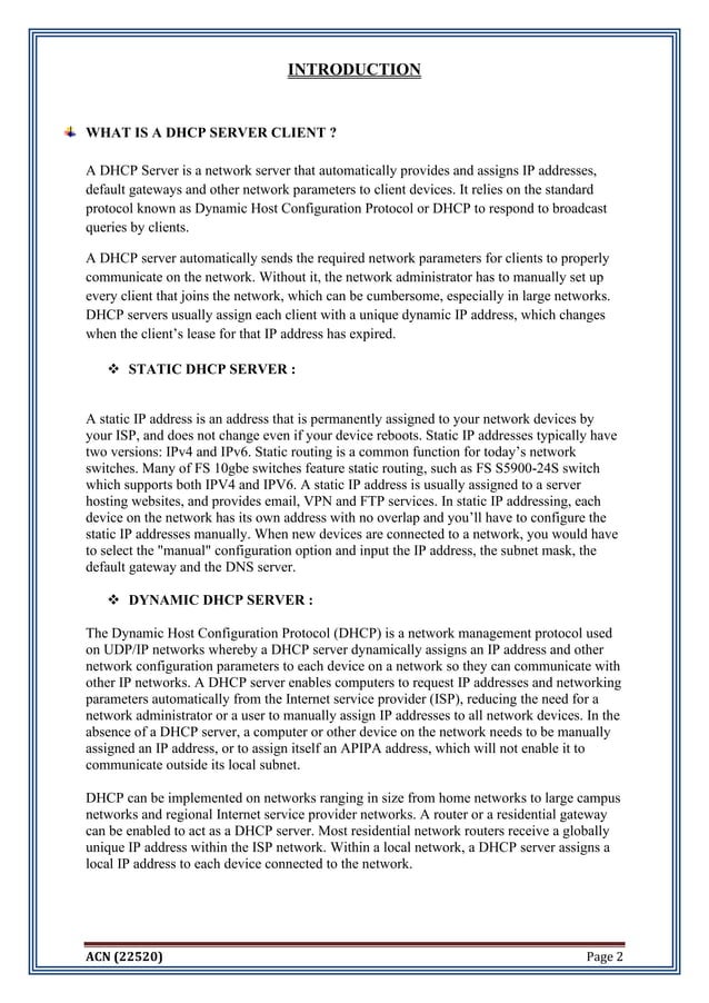ACN Microproject .pdf | Computer Networking | Computing