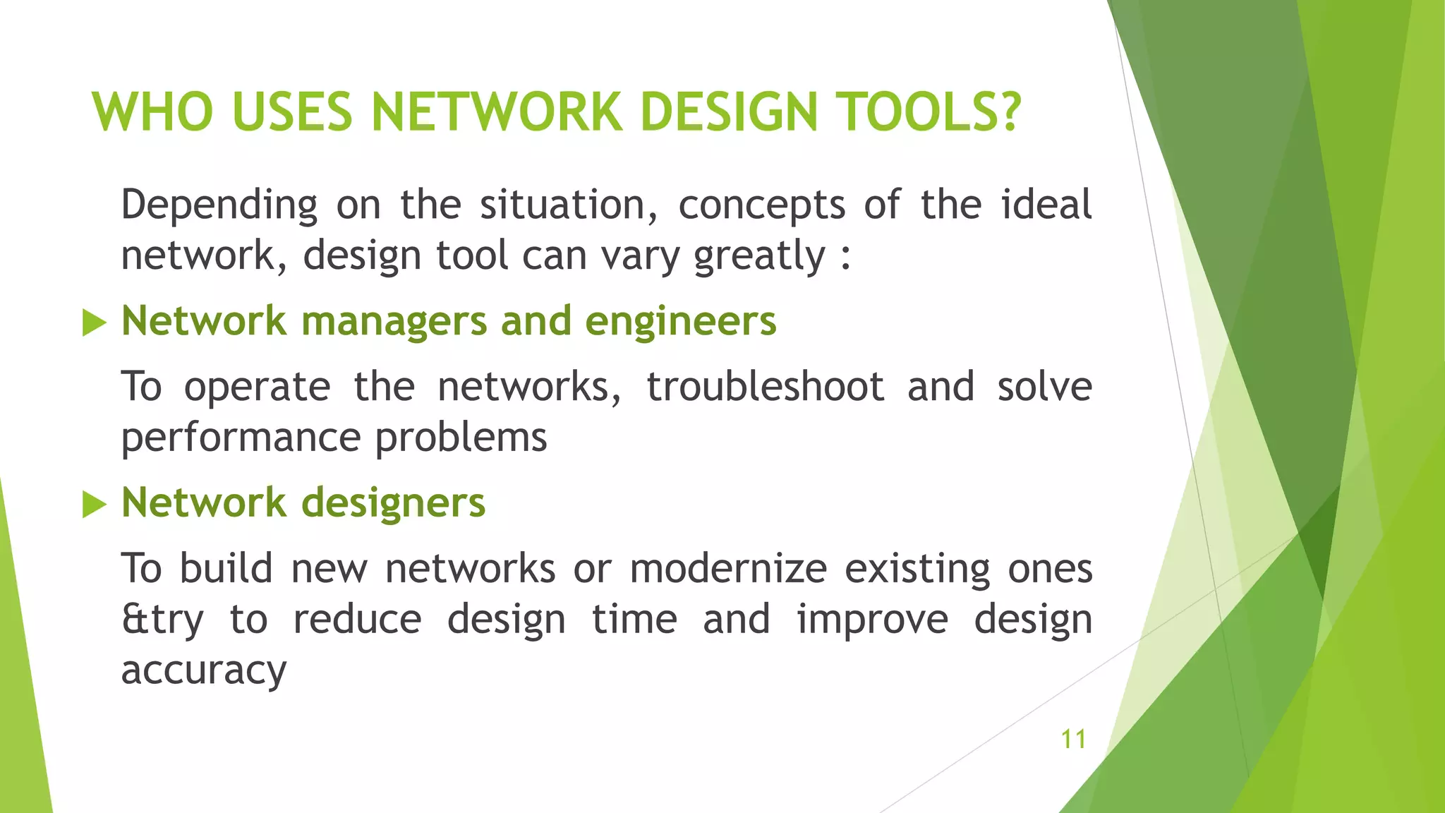 Types Of Networksnetwork Design Issuesdesign Tools Pptx Computer