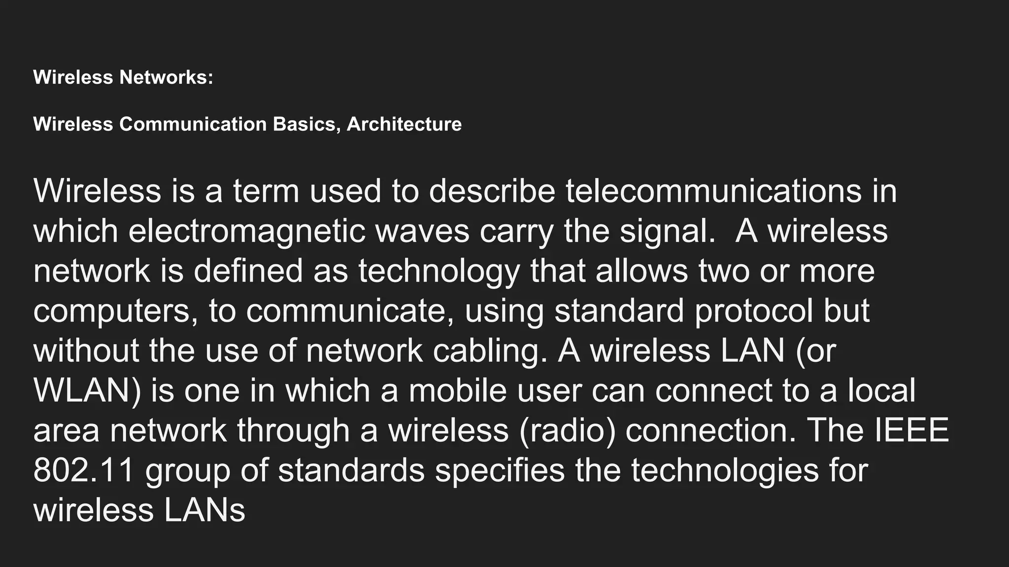 Wireless Network Architecture | PDF