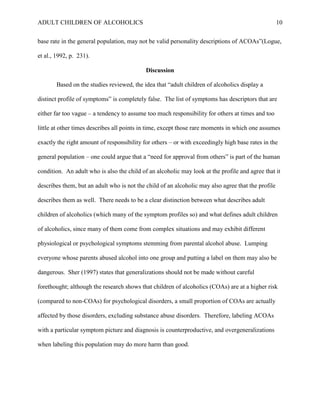 Profiling and Labeling Adult Children of Alcoholics: Acceptance of the ...