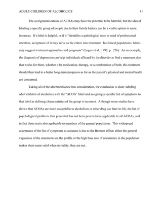 Profiling and Labeling Adult Children of Alcoholics: Acceptance of the ...