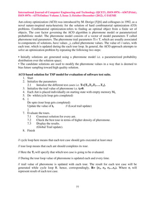 Aco based solution for tsp model for evaluation of software test suite ...