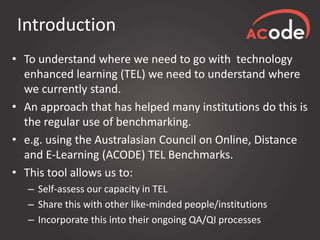 Preparing for the 2018 ACODE Benchmarking Summit | PPT