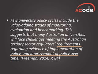 Preparing for the 2018 ACODE Benchmarking Summit | PPT