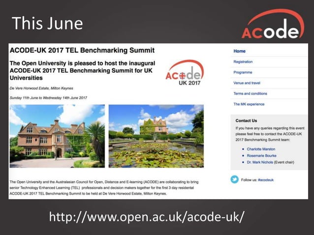 An introduction to the ACODE Benchmarks for technology enhanced ...