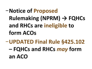 ACO Final Rule Highlights | PPT