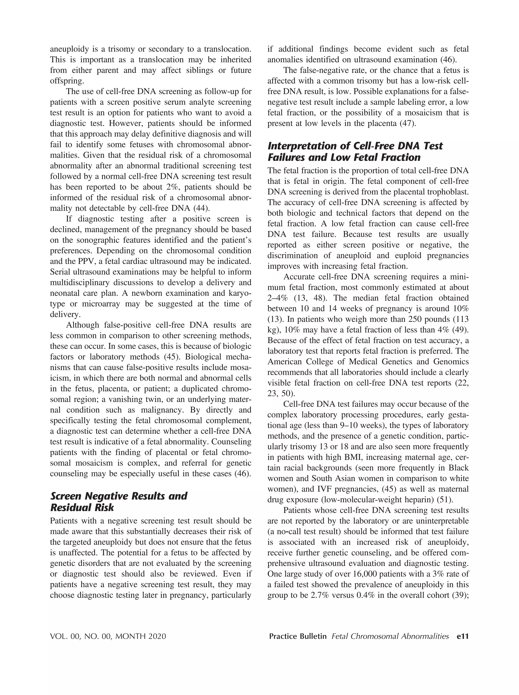 ACOG screening for fetal chromosomal abnormalities 2020 | PDF