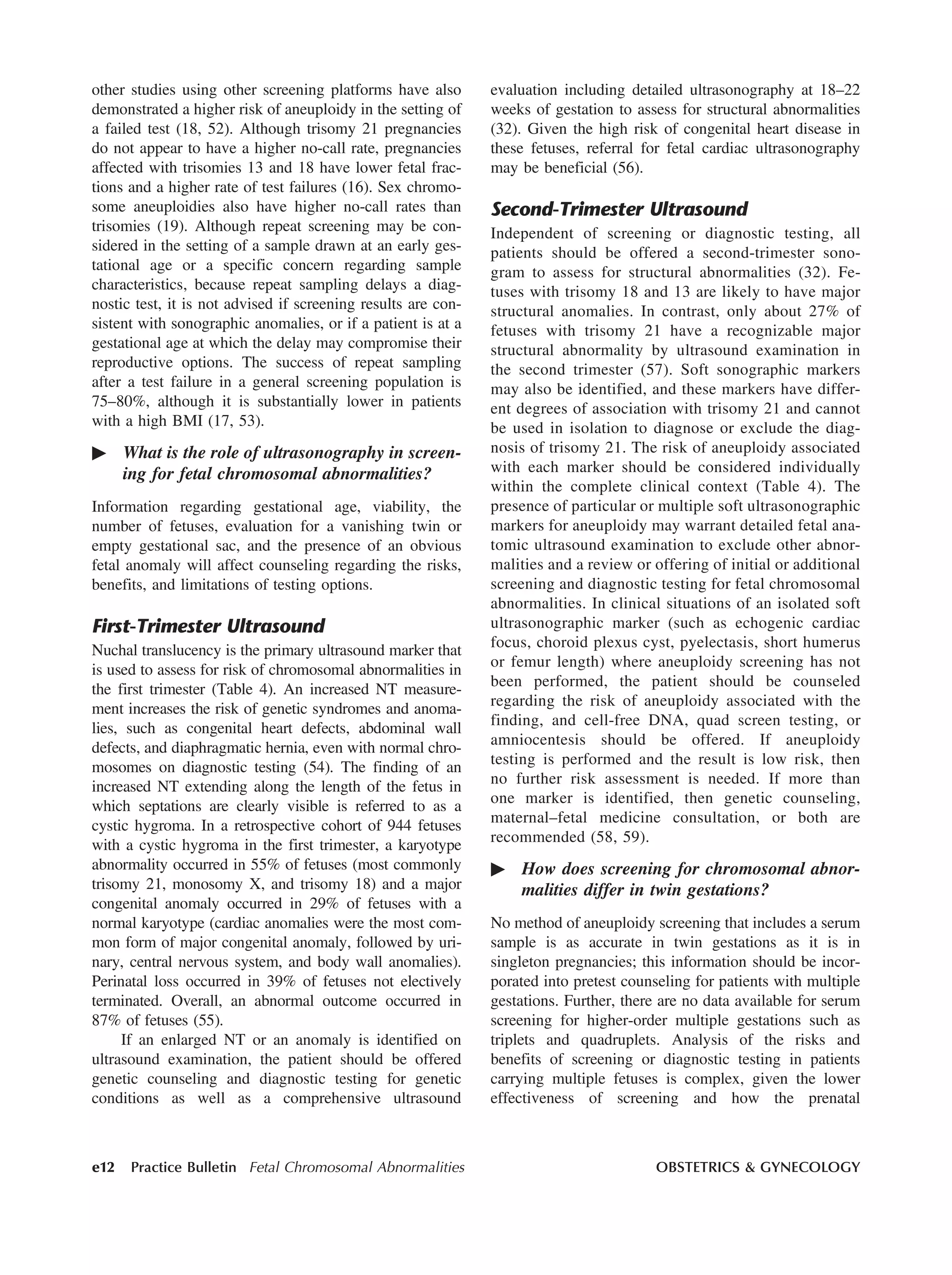 ACOG screening for fetal chromosomal abnormalities 2020 | PDF