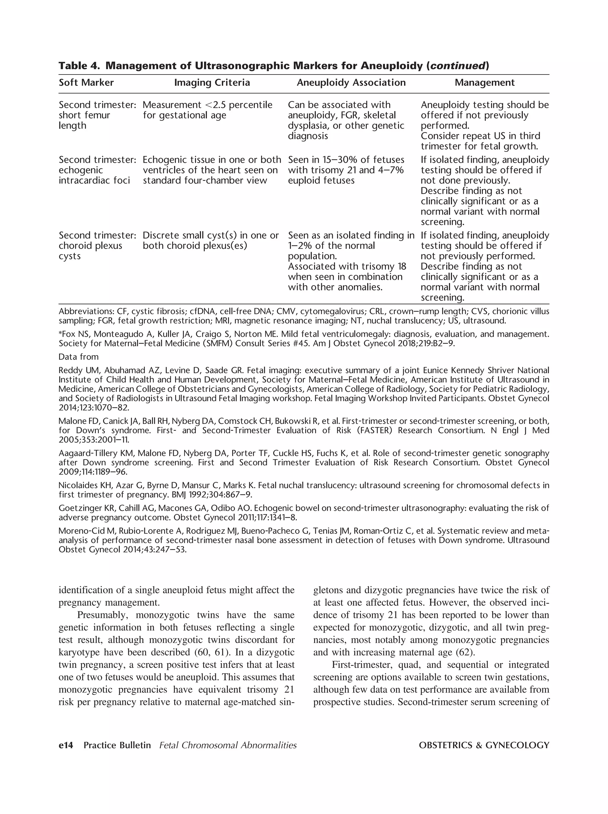 ACOG screening for fetal chromosomal abnormalities 2020 | PDF