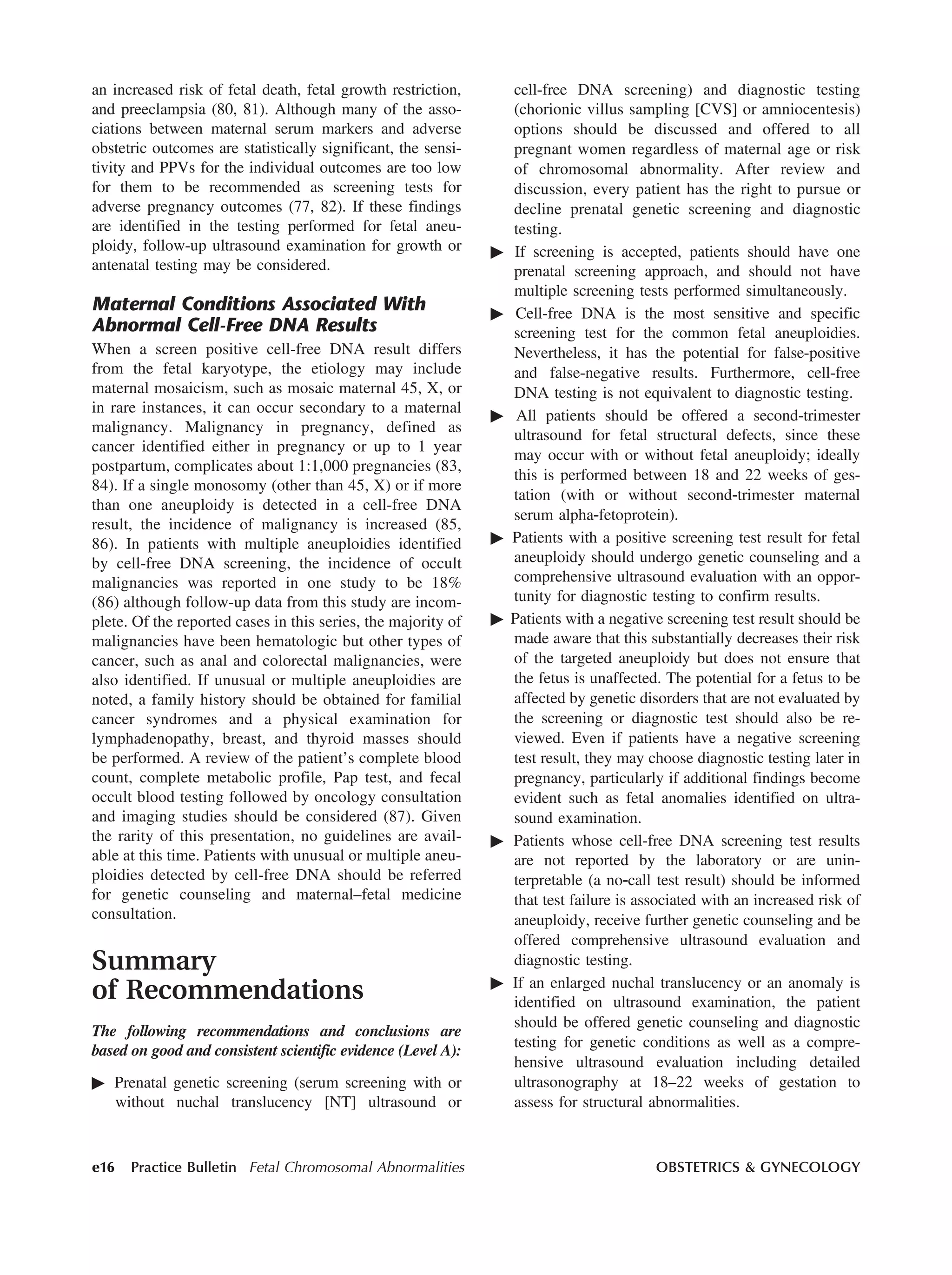 ACOG screening for fetal chromosomal abnormalities 2020 | PDF