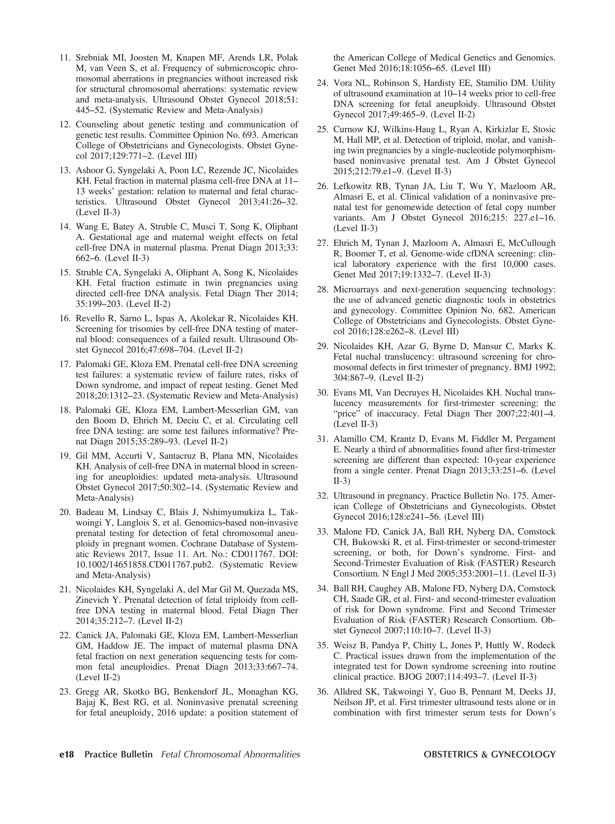 ACOG screening for fetal chromosomal abnormalities 2020 | PDF