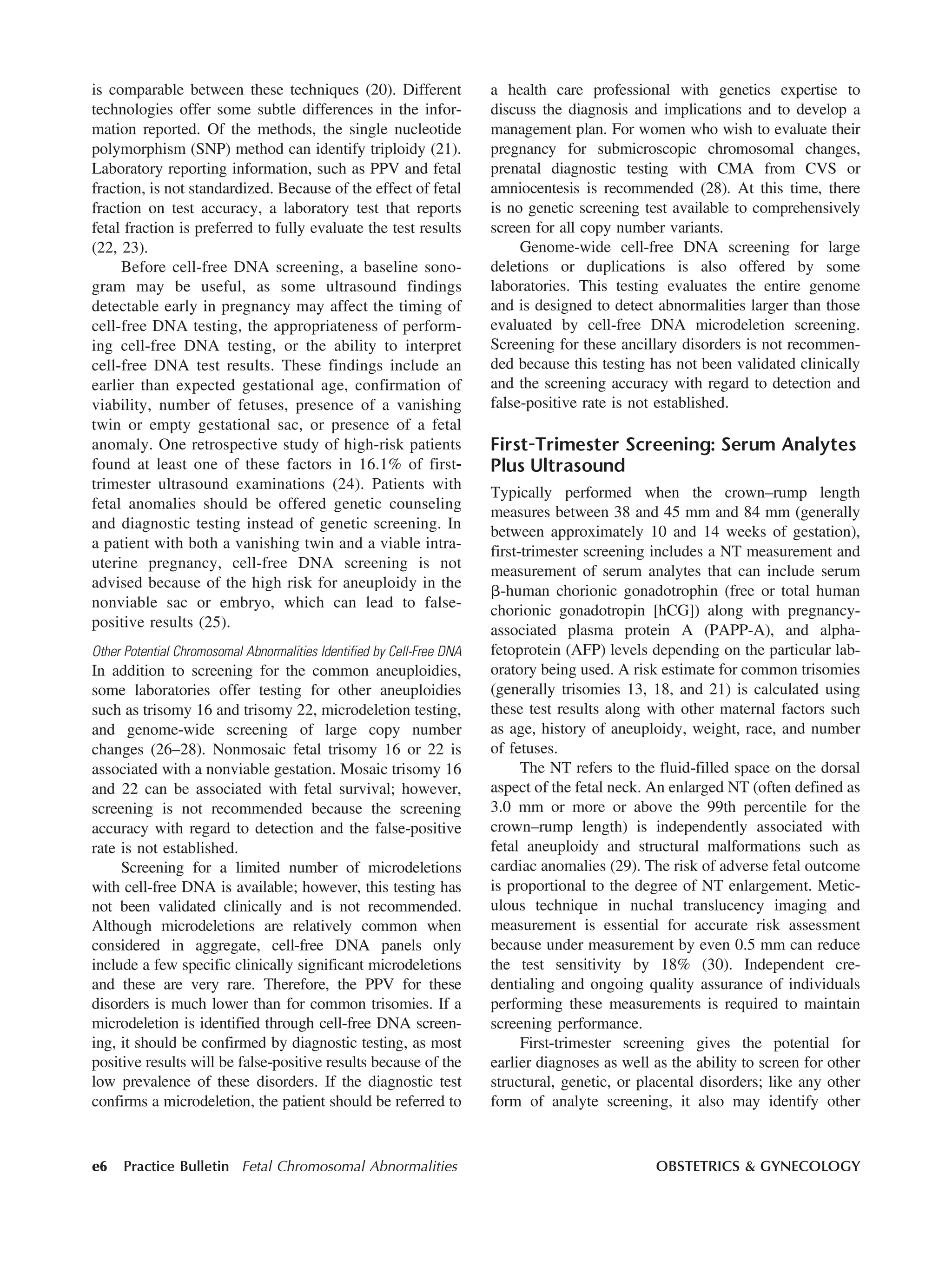 ACOG screening for fetal chromosomal abnormalities 2020 | PDF