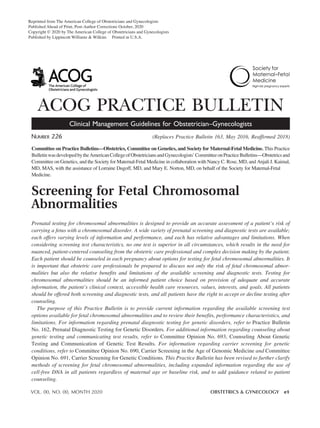 ACOG screening for fetal chromosomal abnormalities 2020 | PDF