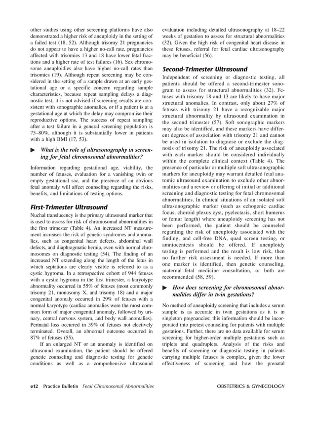 ACOG screening for fetal chromosomal abnormalities 2020 | PDF