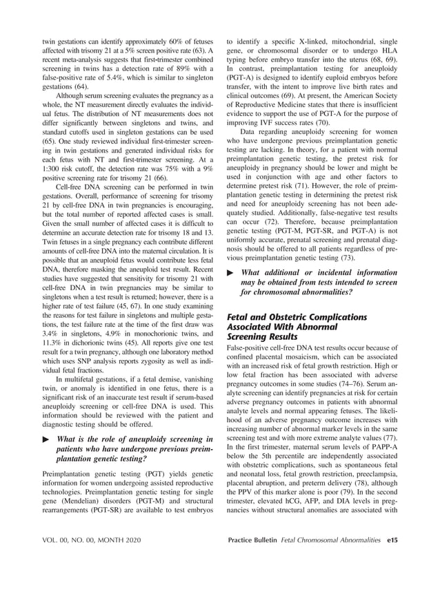 ACOG screening for fetal chromosomal abnormalities 2020 | PDF