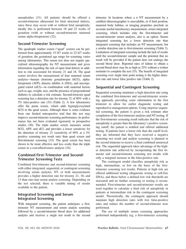 ACOG screening for fetal chromosomal abnormalities 2020 | PDF