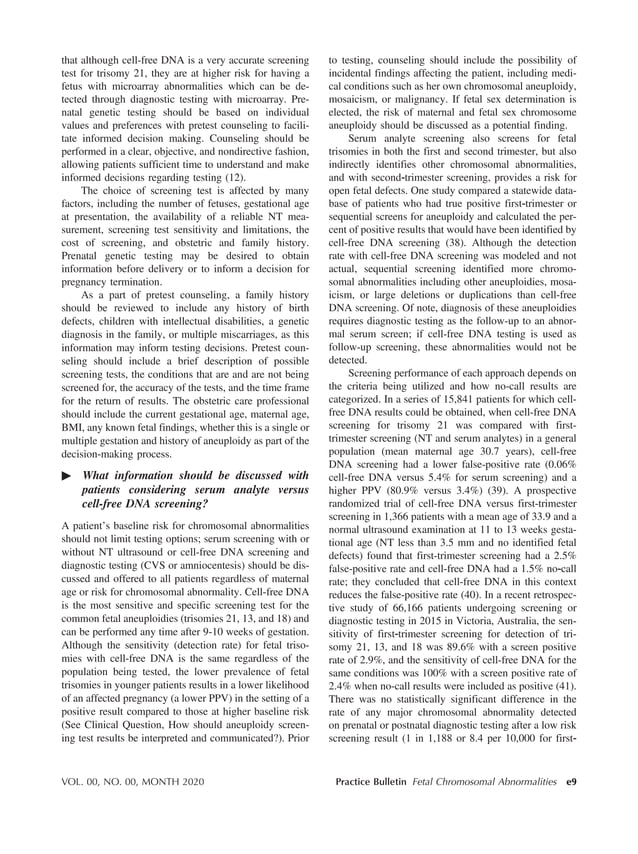 ACOG screening for fetal chromosomal abnormalities 2020 | PDF