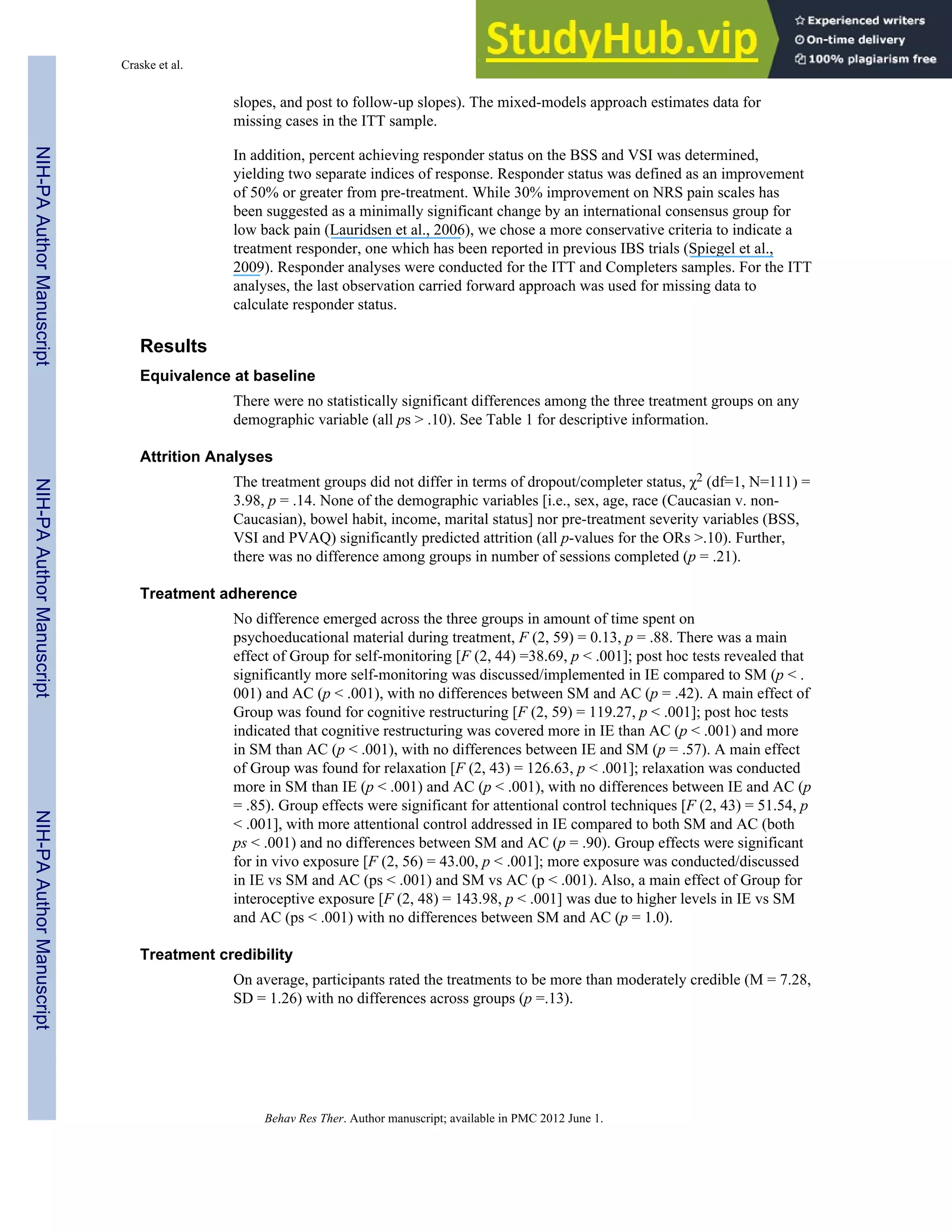 A Cognitive-Behavioral Treatment For Irritable Bowel Syndrome Using ...