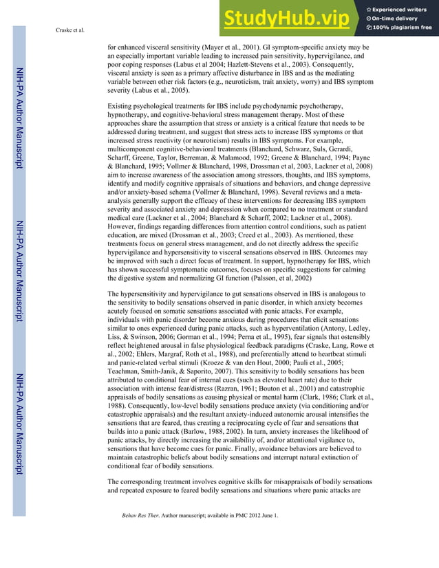 A Cognitive-Behavioral Treatment For Irritable Bowel Syndrome Using ...