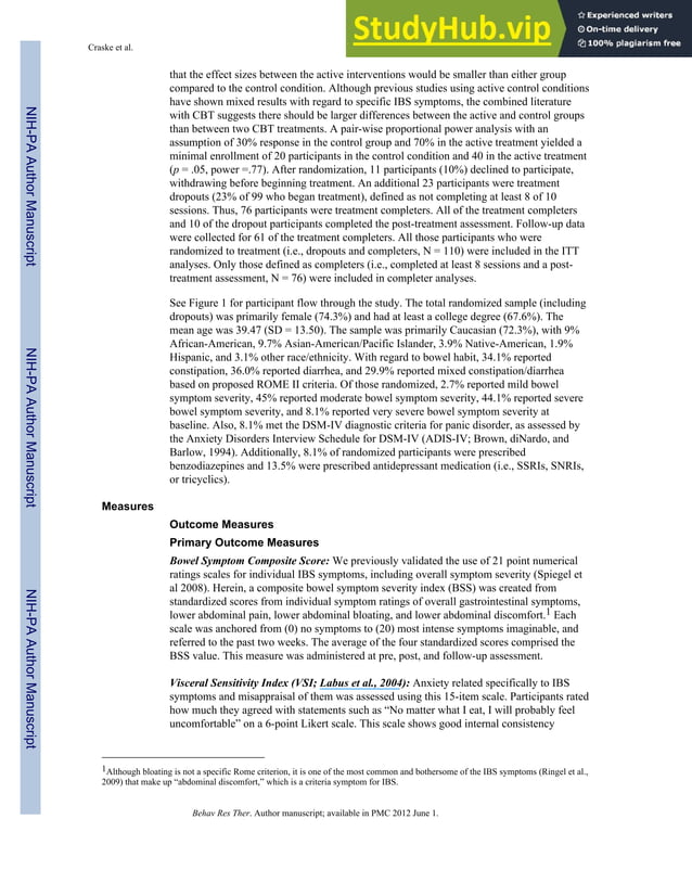 A Cognitive-Behavioral Treatment For Irritable Bowel Syndrome Using ...