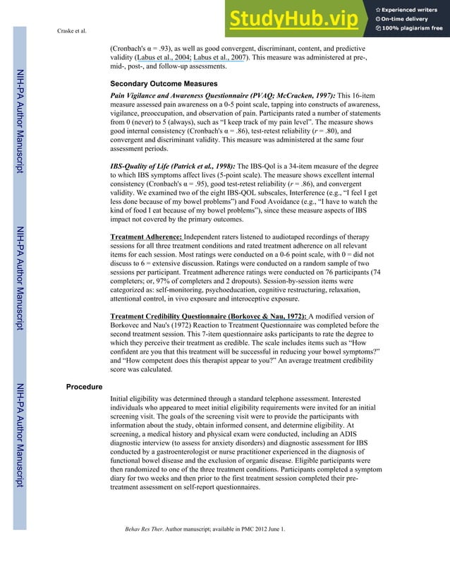 A Cognitive-Behavioral Treatment For Irritable Bowel Syndrome Using ...