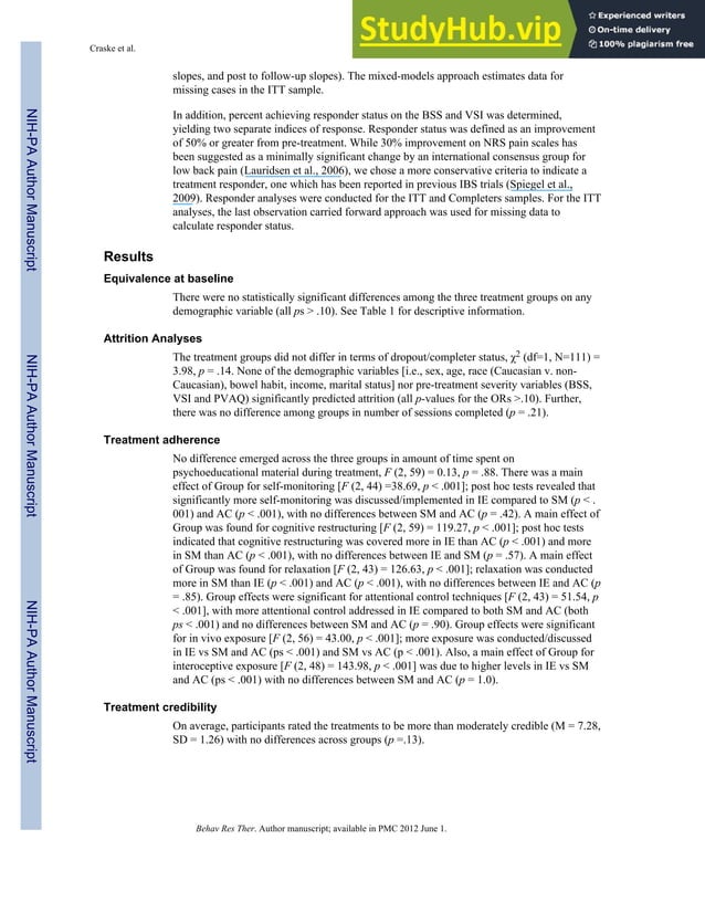 A Cognitive-Behavioral Treatment For Irritable Bowel Syndrome Using ...