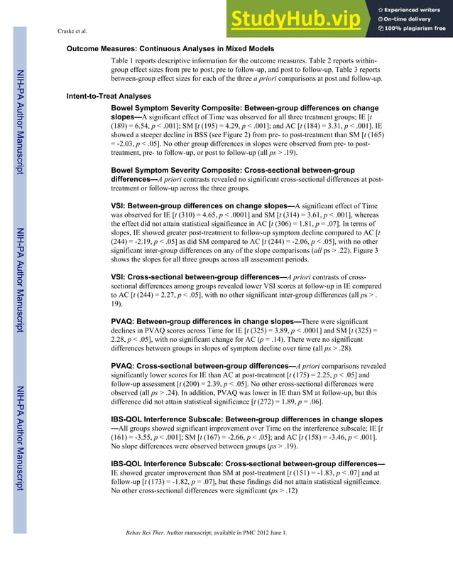 A Cognitive-Behavioral Treatment For Irritable Bowel Syndrome Using ...