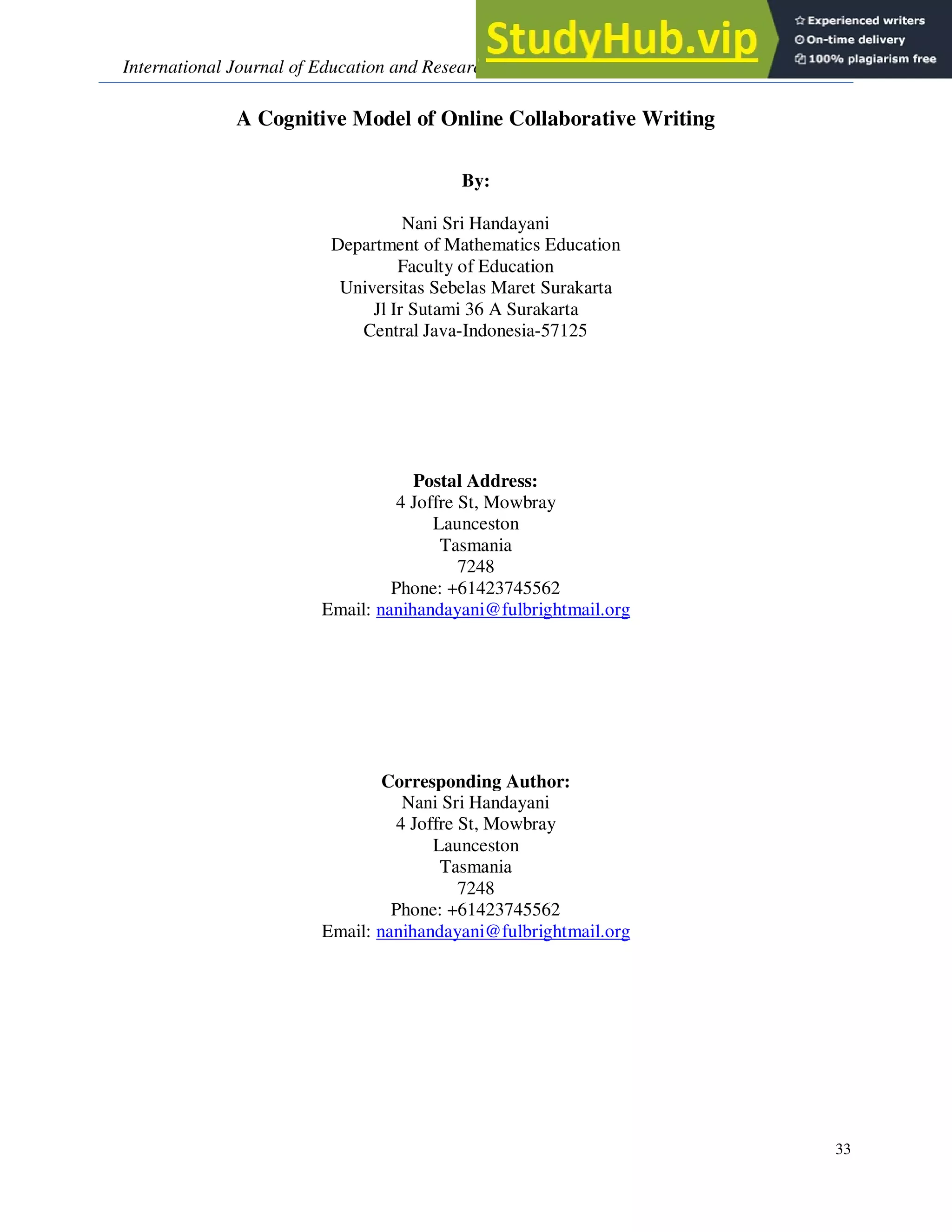 A Cognitive Model Of Online Collaborative Writing | PDF