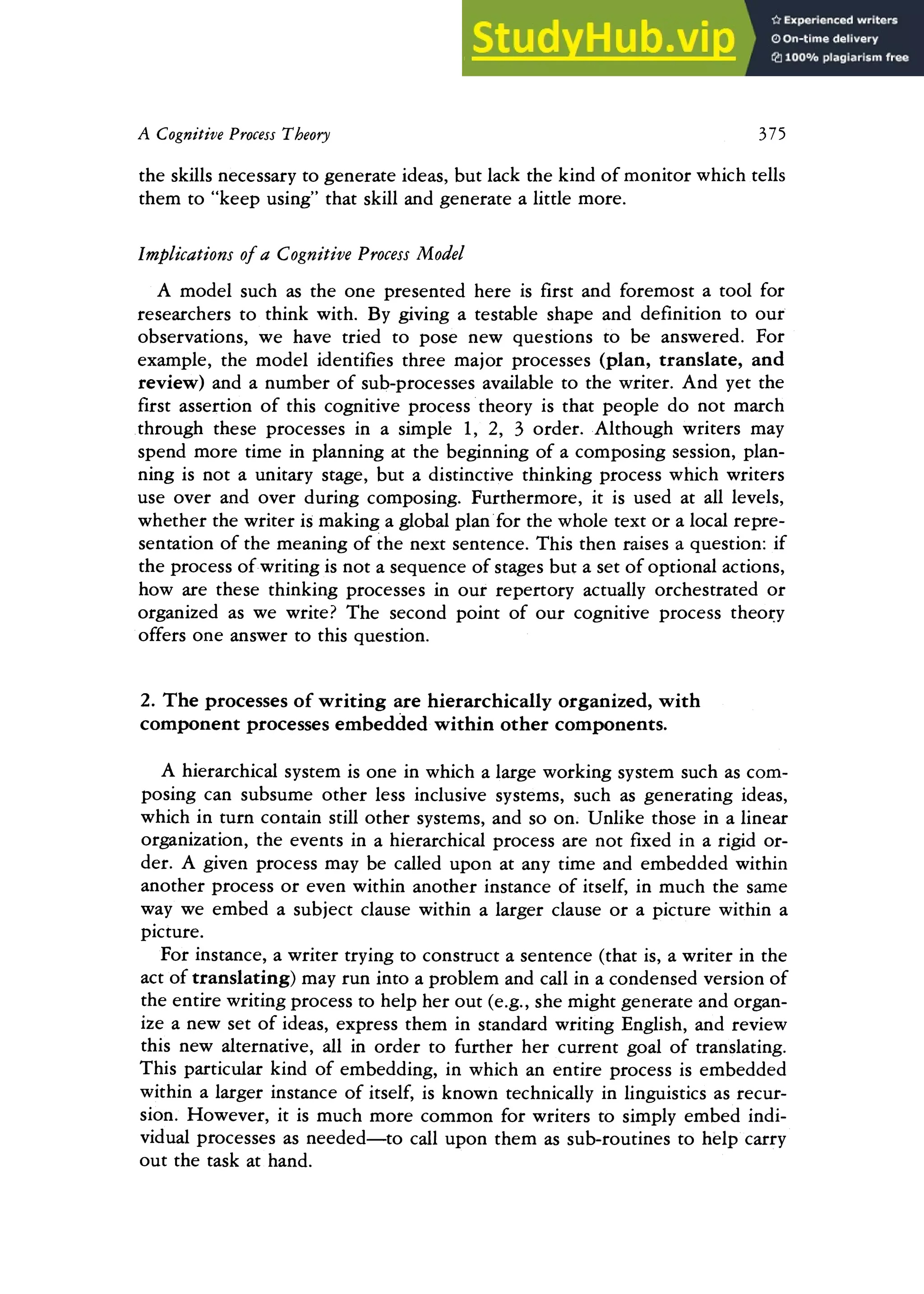 A Cognitive Process Theory Of Writing | PDF