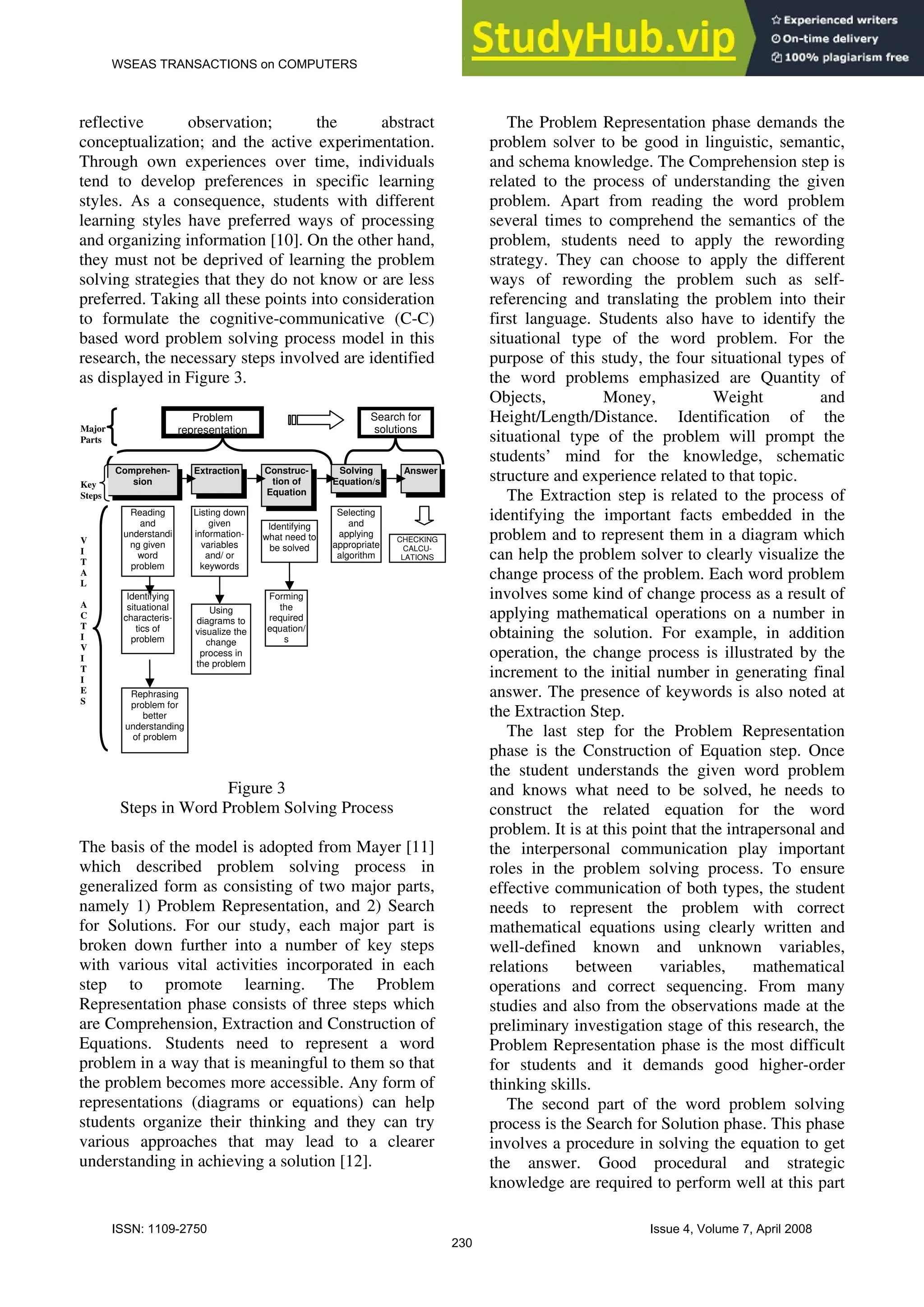 A Cognitive Tool To Support Mathematical Communication In Fraction Word Problem Solving | PDF ...