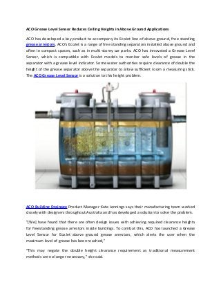 ACO Grease Level Sensor Reduces Ceiling Heights in Above Ground ...