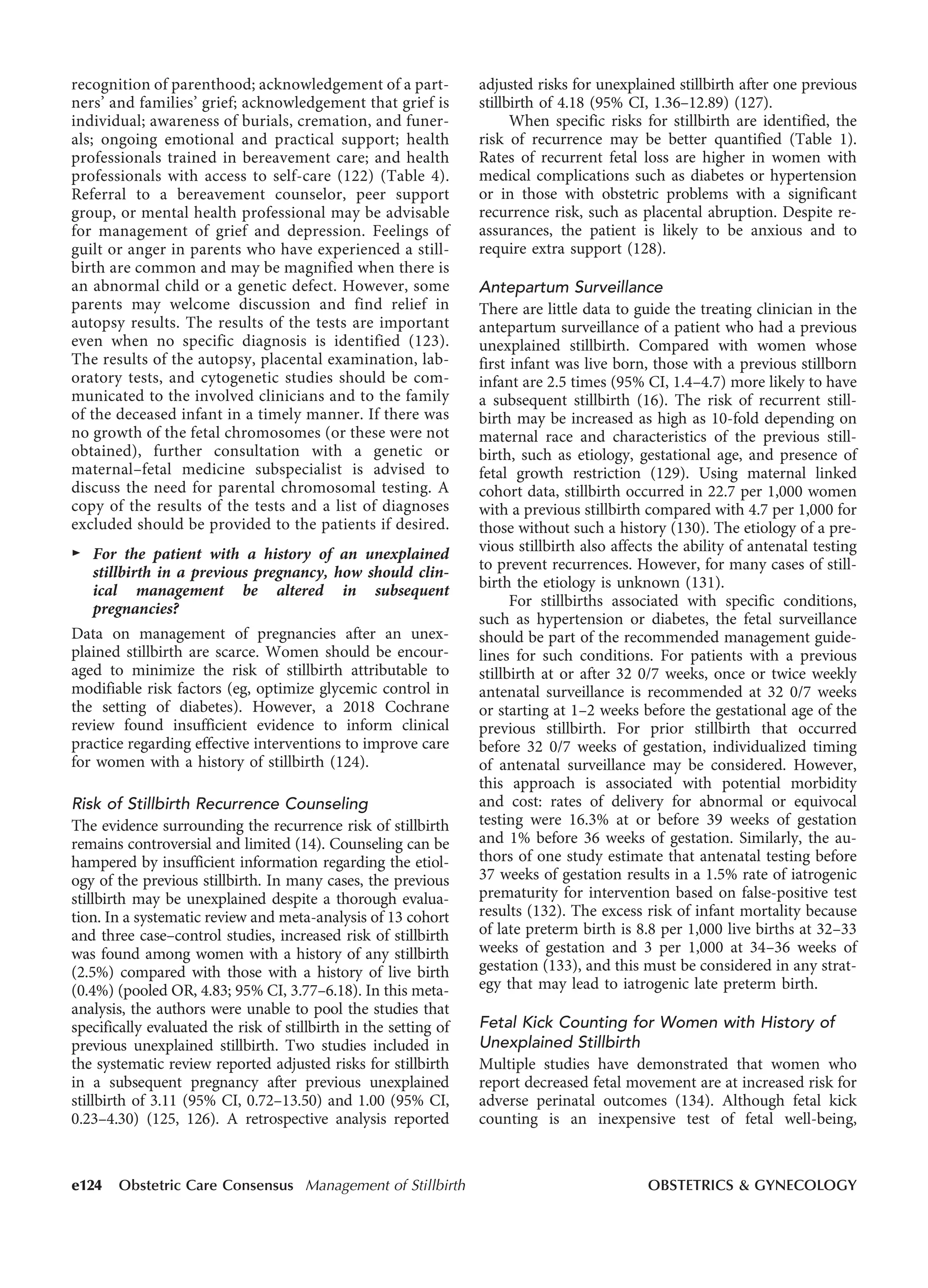 ACOG Management of Stillbirth 2015 OBGYN | PDF