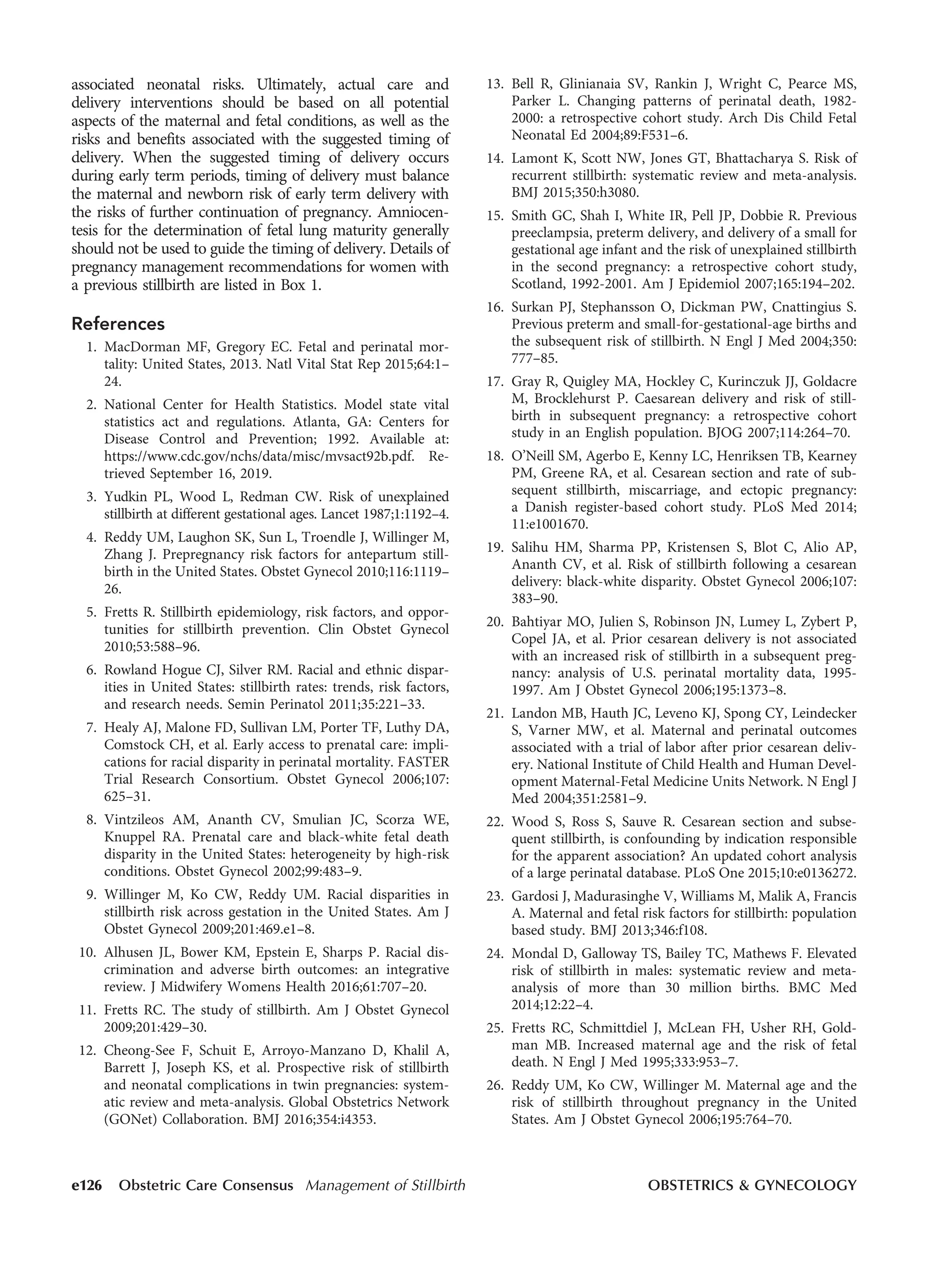 ACOG Management of Stillbirth 2015 OBGYN | PDF