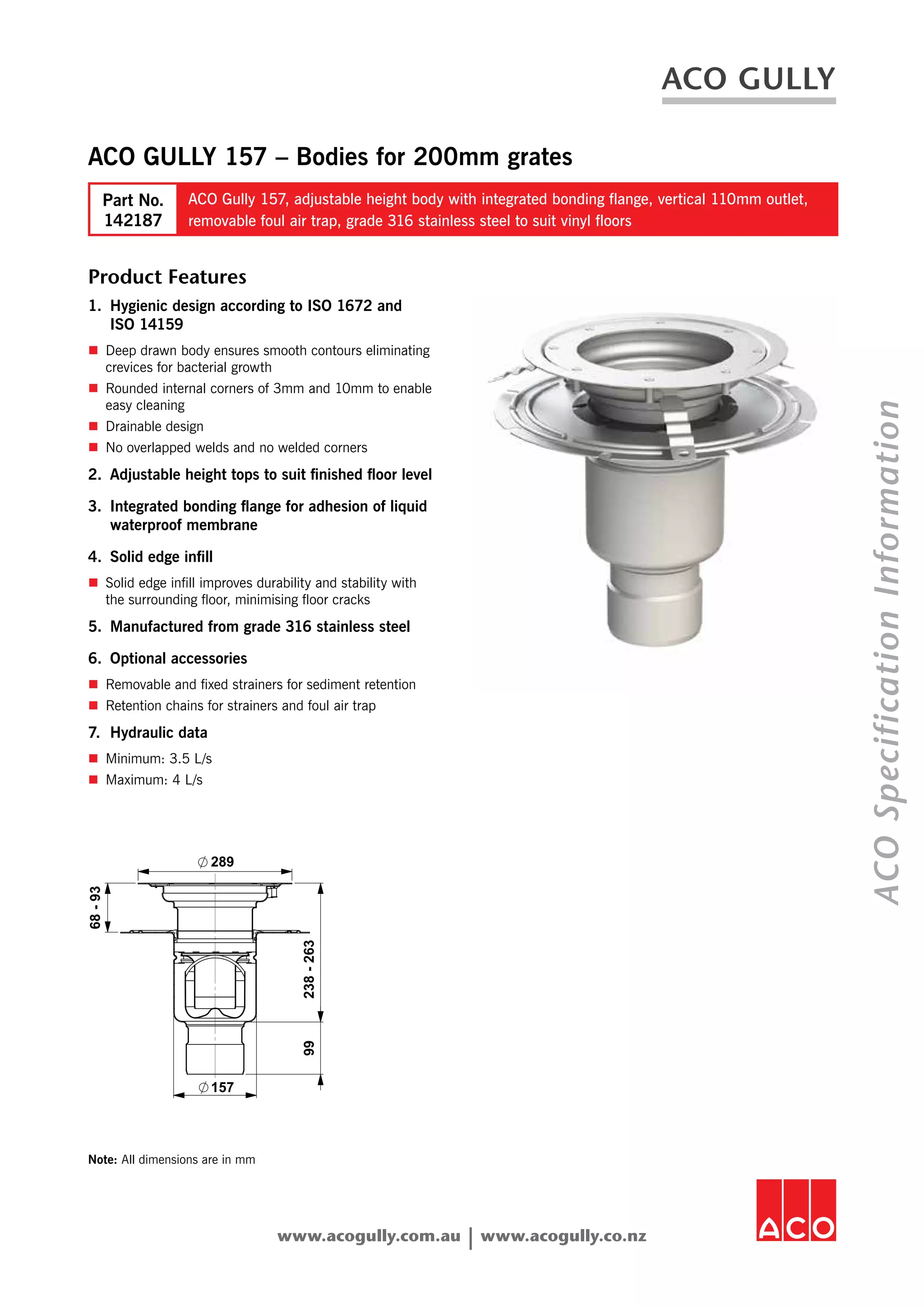 ACO GULLY 157 – Bodies for 200mm Grates | PDF