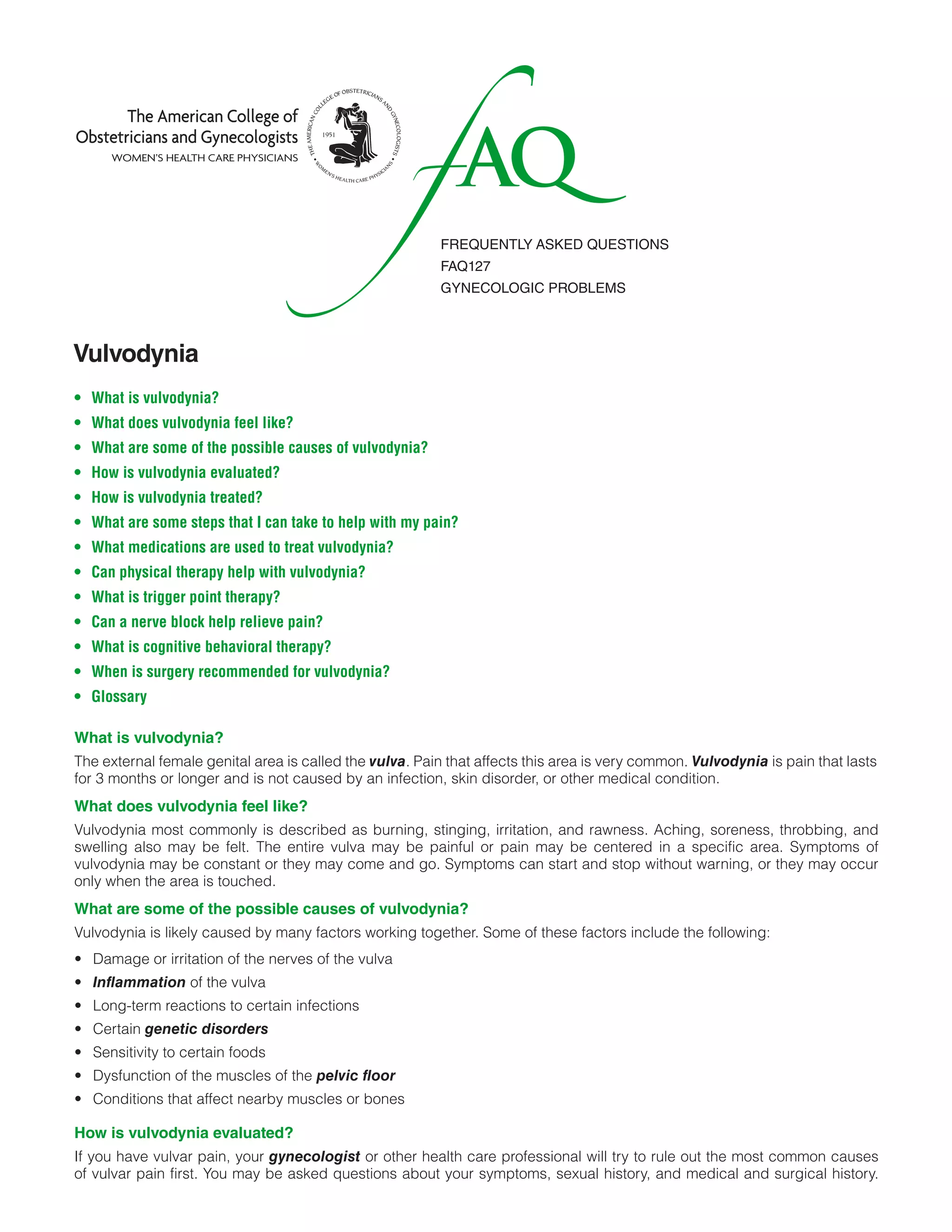 Acog vulvodinia | PDF